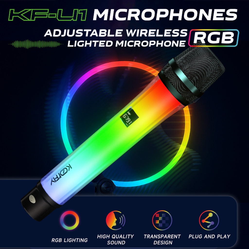 KOORFLY Professional Wireless Microphone UHF Handheld Rechargeable ...