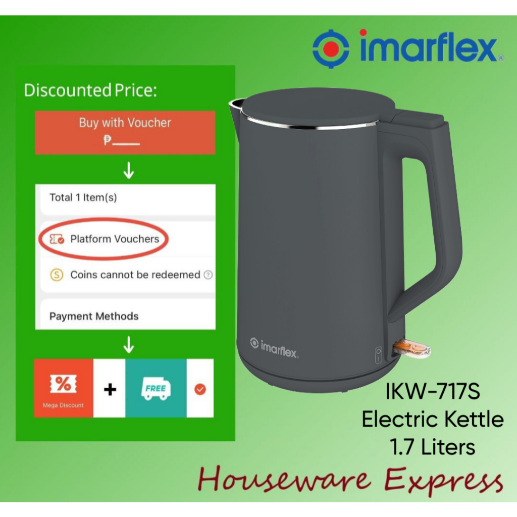Imarflex IKW717S Electric Kettle 1.7L Insulated IKW-717S (Houseware ...