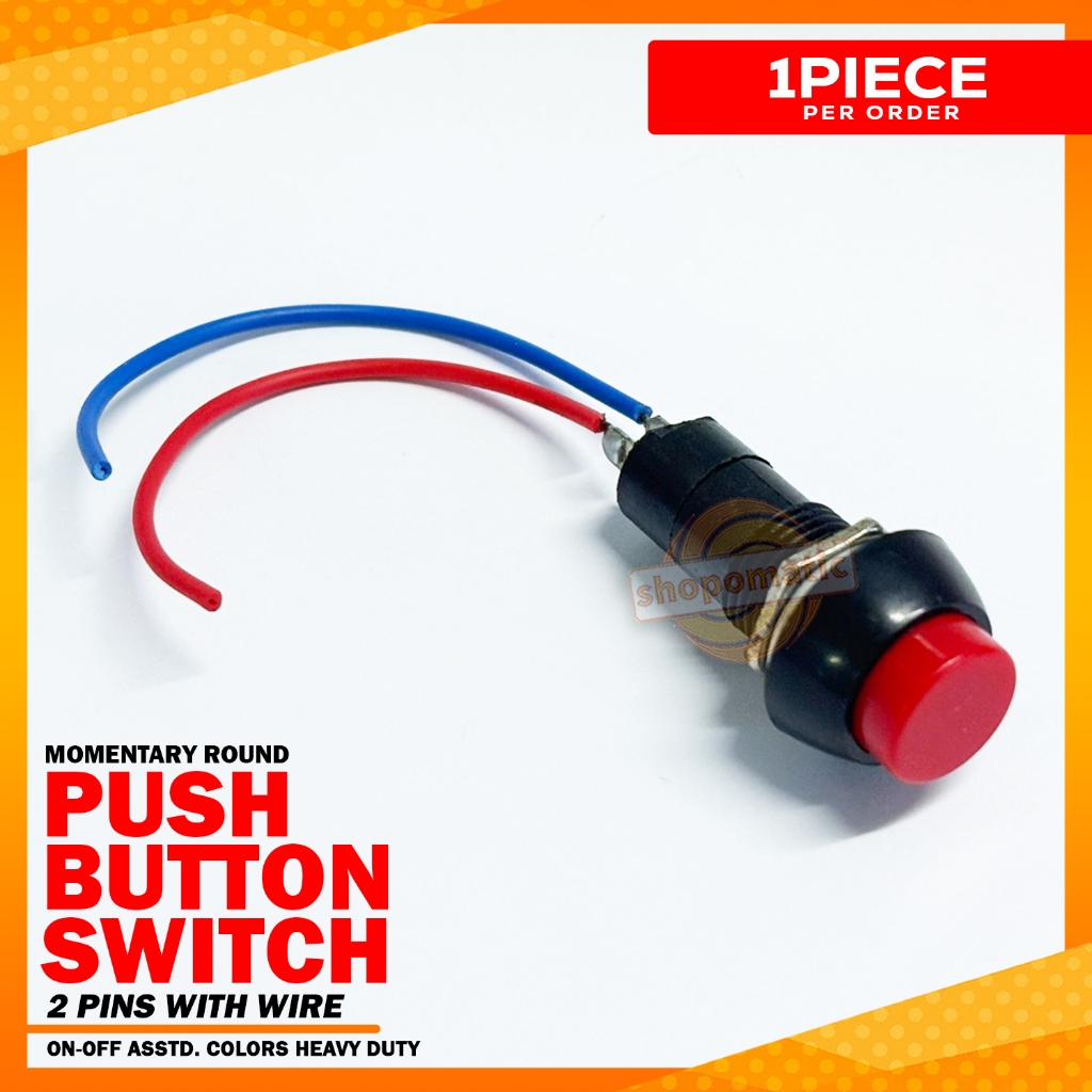 Momentary Round Push Button Switch ON-OFF 2 Pins With WIre Heavy Duty ...