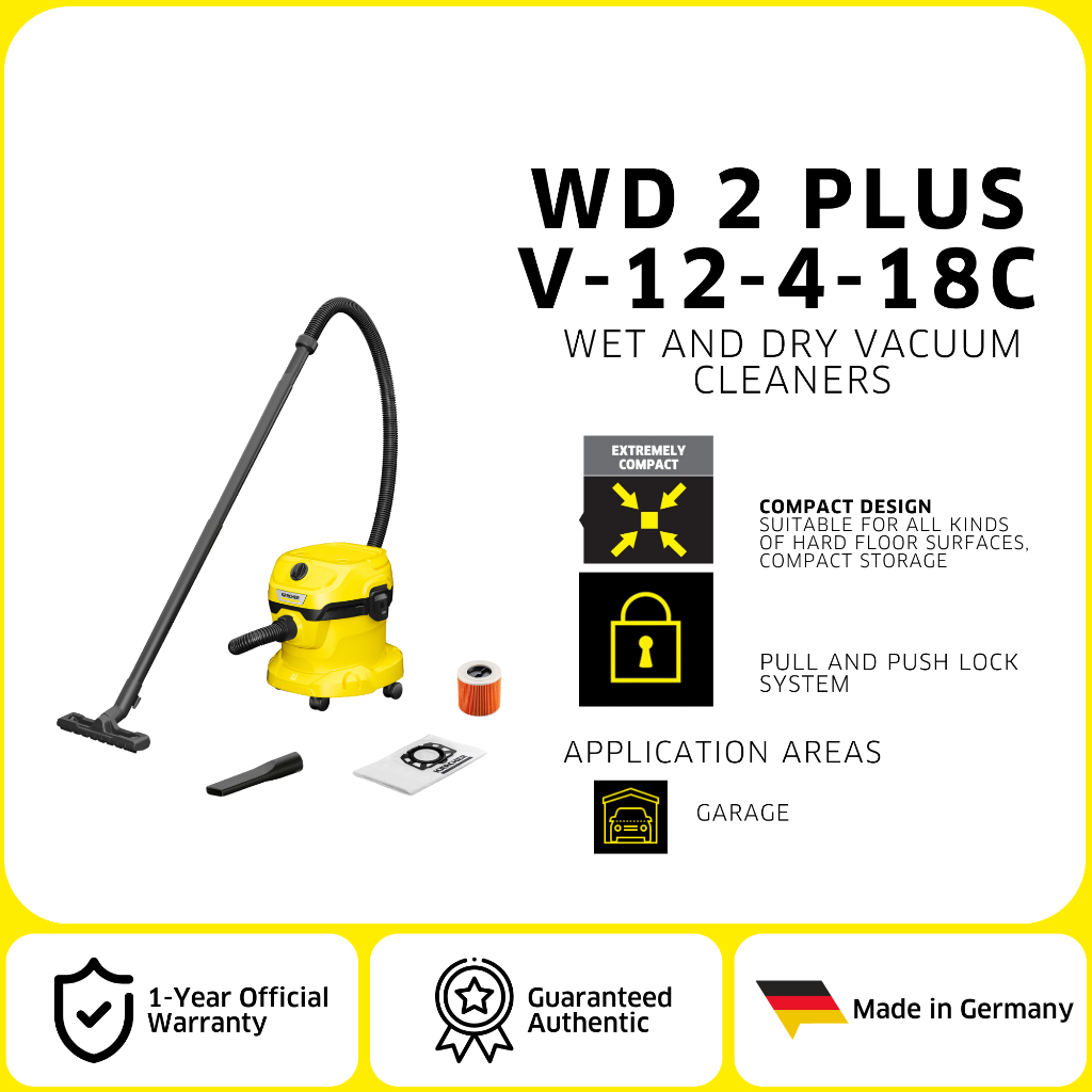 Karcher WD 2 Plus V-12/4/18/C Wet and Dry Vaccum Cleaner | Shopee ...