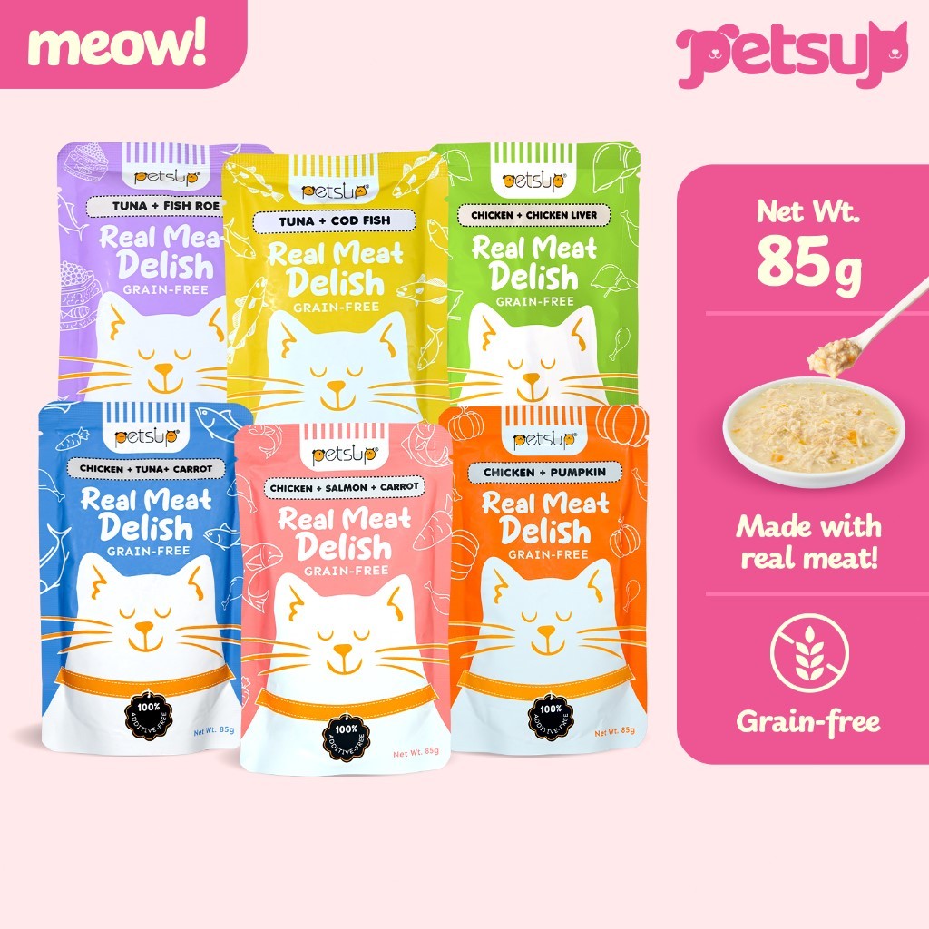 Petsup Cat Wet Food Real Meat Delish 85g - Chicken Salmon Tuna Carrot ...