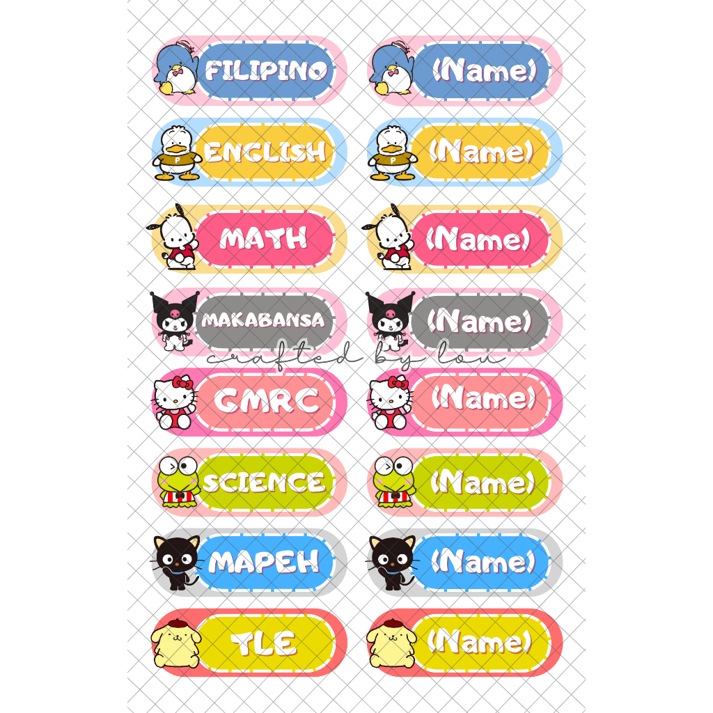 Name and Subject Stickers (Water-resistant + Laminated) | Shopee ...
