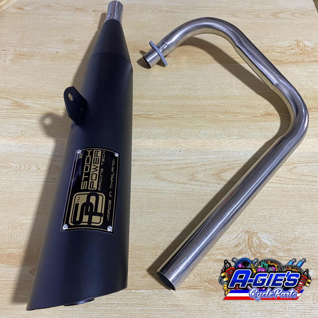 V2 PIPE BLACK POWER RACING TECH W/ FITTED ELBOW / ( BAJAJ100/CT100 OLD ...