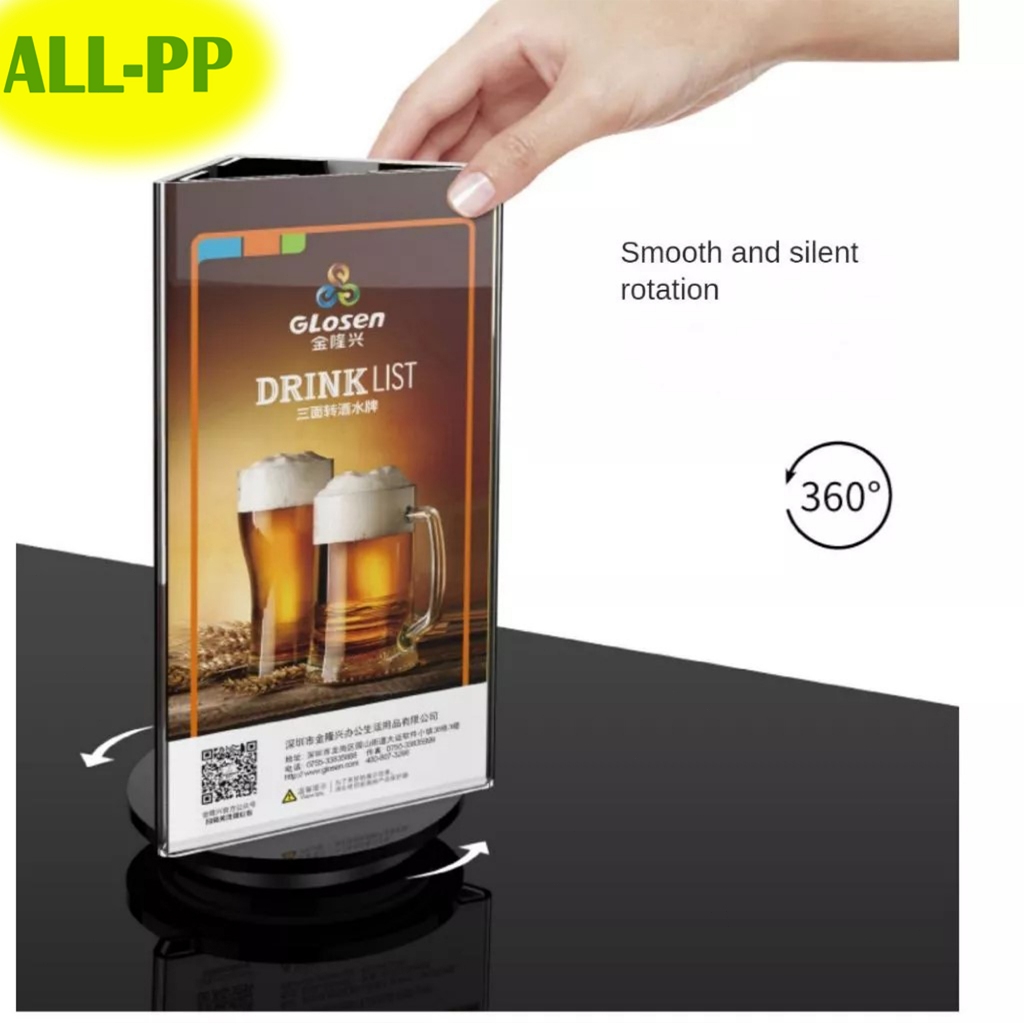 360 Degree Rotating Menu Display Stand Price List Ad Holder Acrylic ...