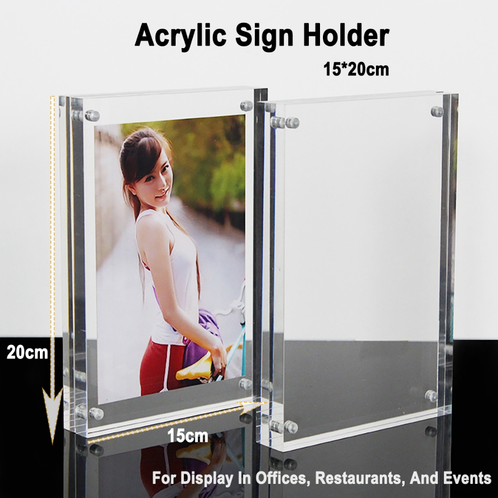 Acrylic Sign Holder, Acrylic Magnetic Poster Double-Sided Display Stand ...