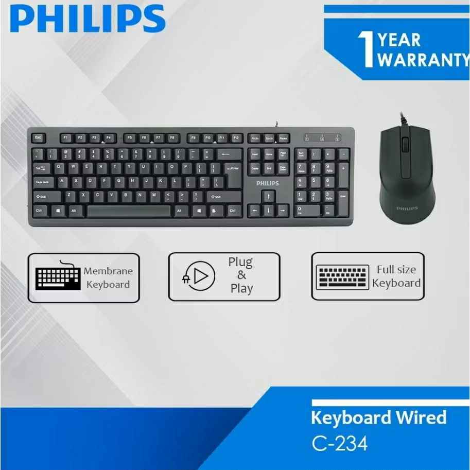 Original Philips C234 S Splash Proof Ergonomic Wired USB Keyboard with ...