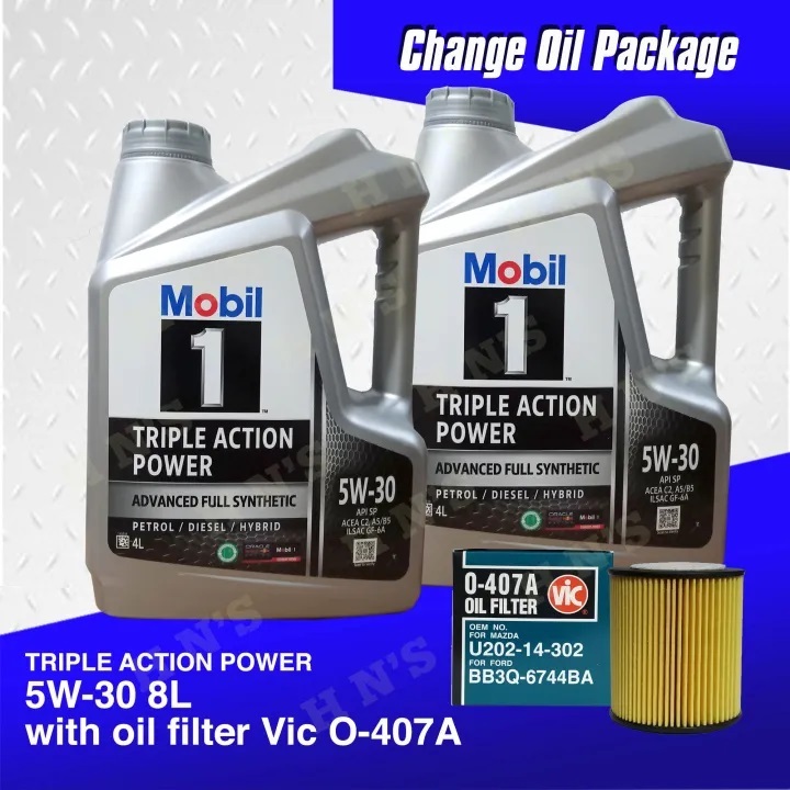 Mobil 1 Triple Action Power 5W-30 Fully Synthetic Oil Change Package ...