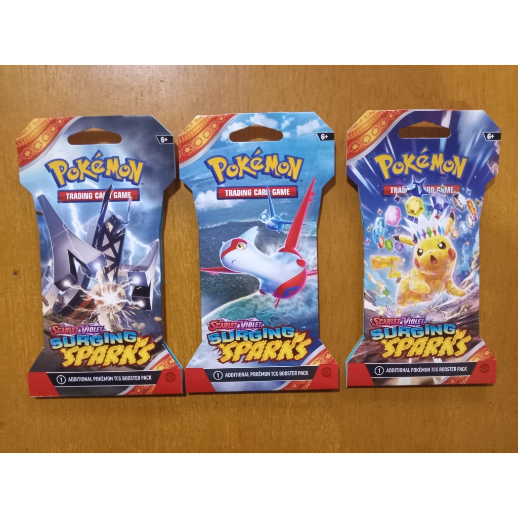 3 Surging Sparks SSP Sleeved Booster Packs Sealed Pokemon TCG English ...