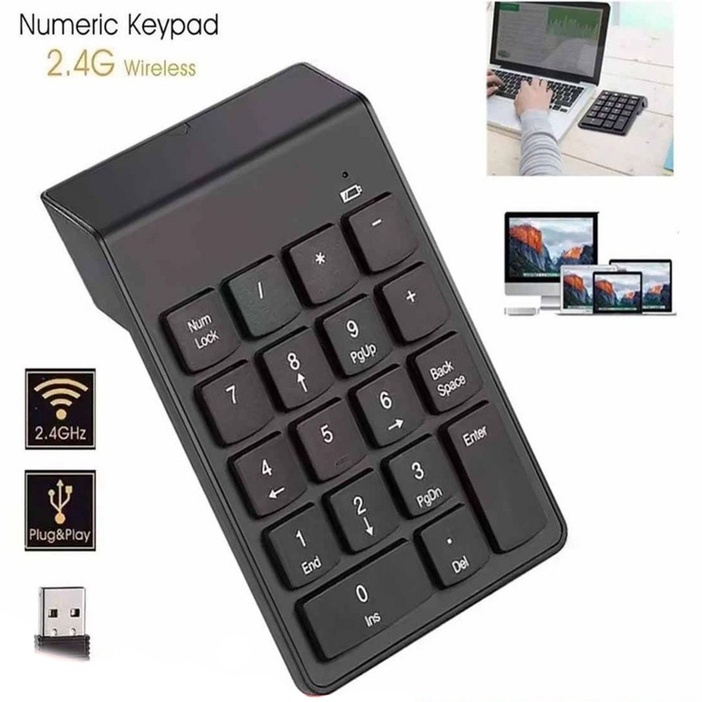 Mini Numeric Keypad Number Pad 18 Keys Digital Keyboard for PC Desktop ...