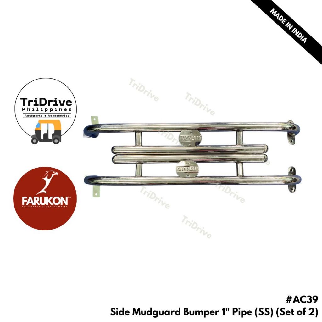Bajaj RE Side Mudguard Bumper 1" Pipe Stainless Steel - Set of 2pcs ...