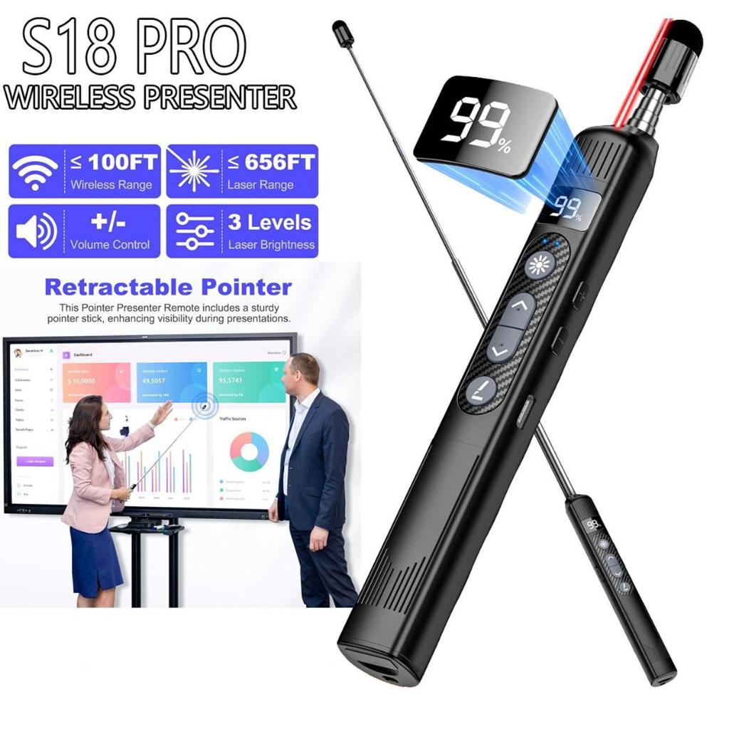 Wireless Laser Presentation Pointer with Telescopic Stick Stylus Pen ...