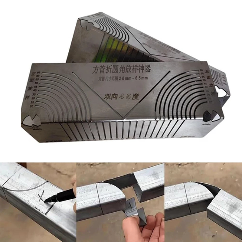 Specialized marking ruler for cutting square steel pipes into 90 degree ...