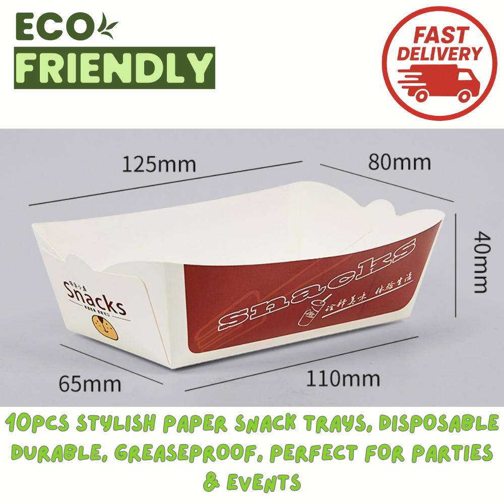 Paper Snack Trays, 10pcs Printed Durable, Greaseproof Good for Business ...