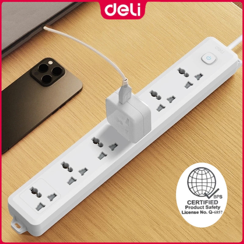 Deli 3/5m Universal Hole Power Strip 3/4/6 Group Socket | Shopee ...