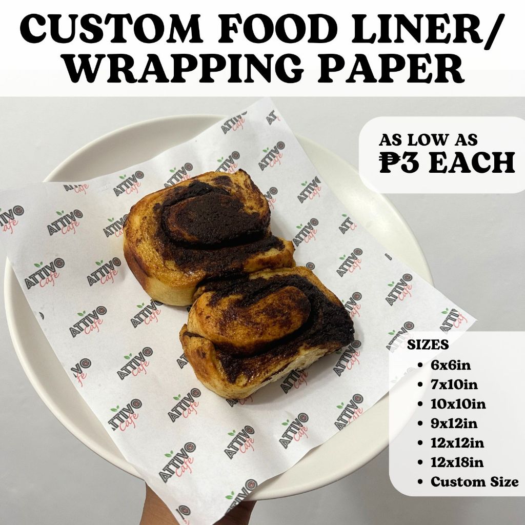 (50pcs) CUSTOMIZED Greaseproof Paper, Food Liner, Parchment Wrapping ...