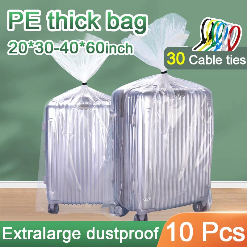 10Pcs Clear plastic bag With 30 cable ties Storage PE Big plastic bag ...