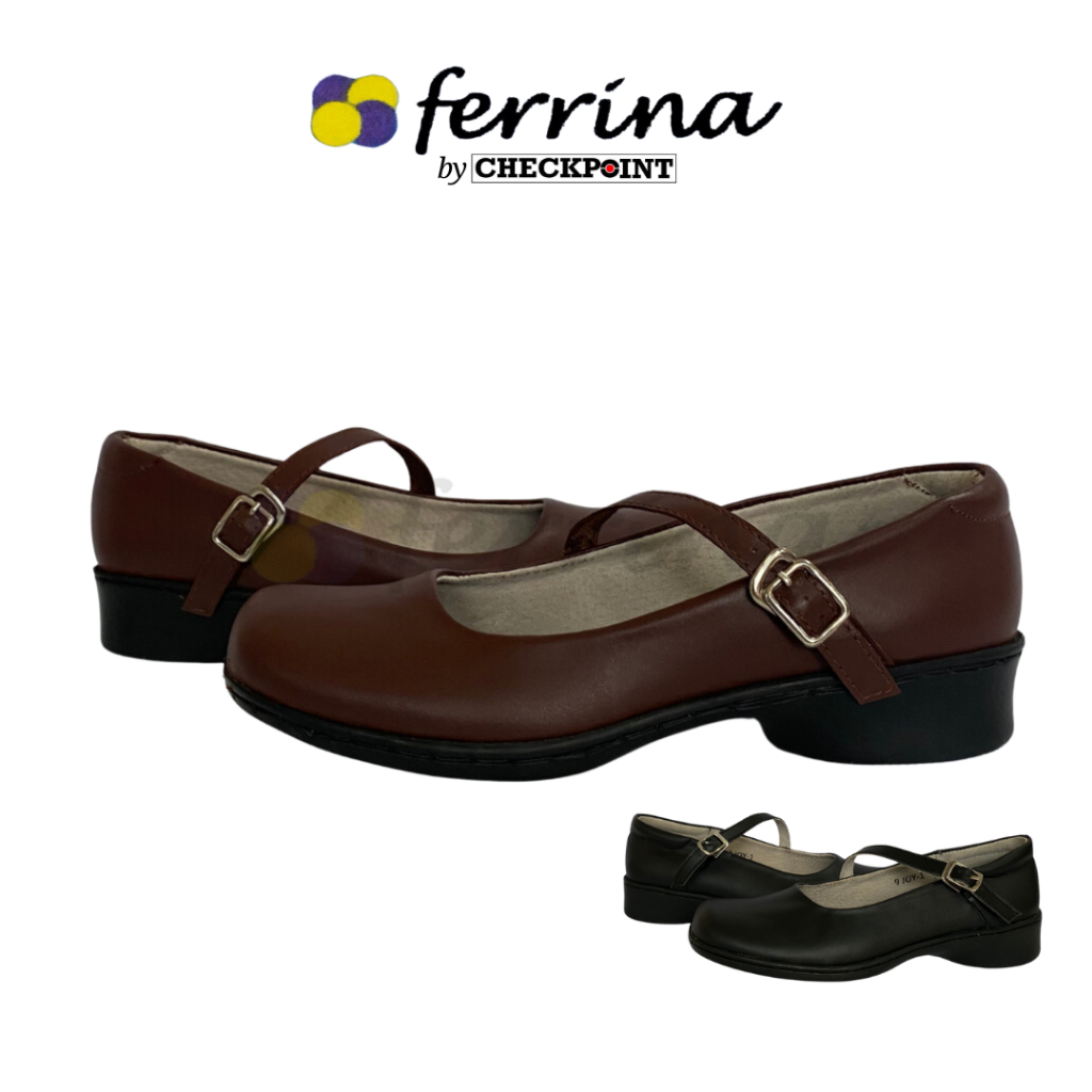 Ferrina by Checkpoint MARIKINA MADE women's LEATHER SCHOOL SHOES MARY ...