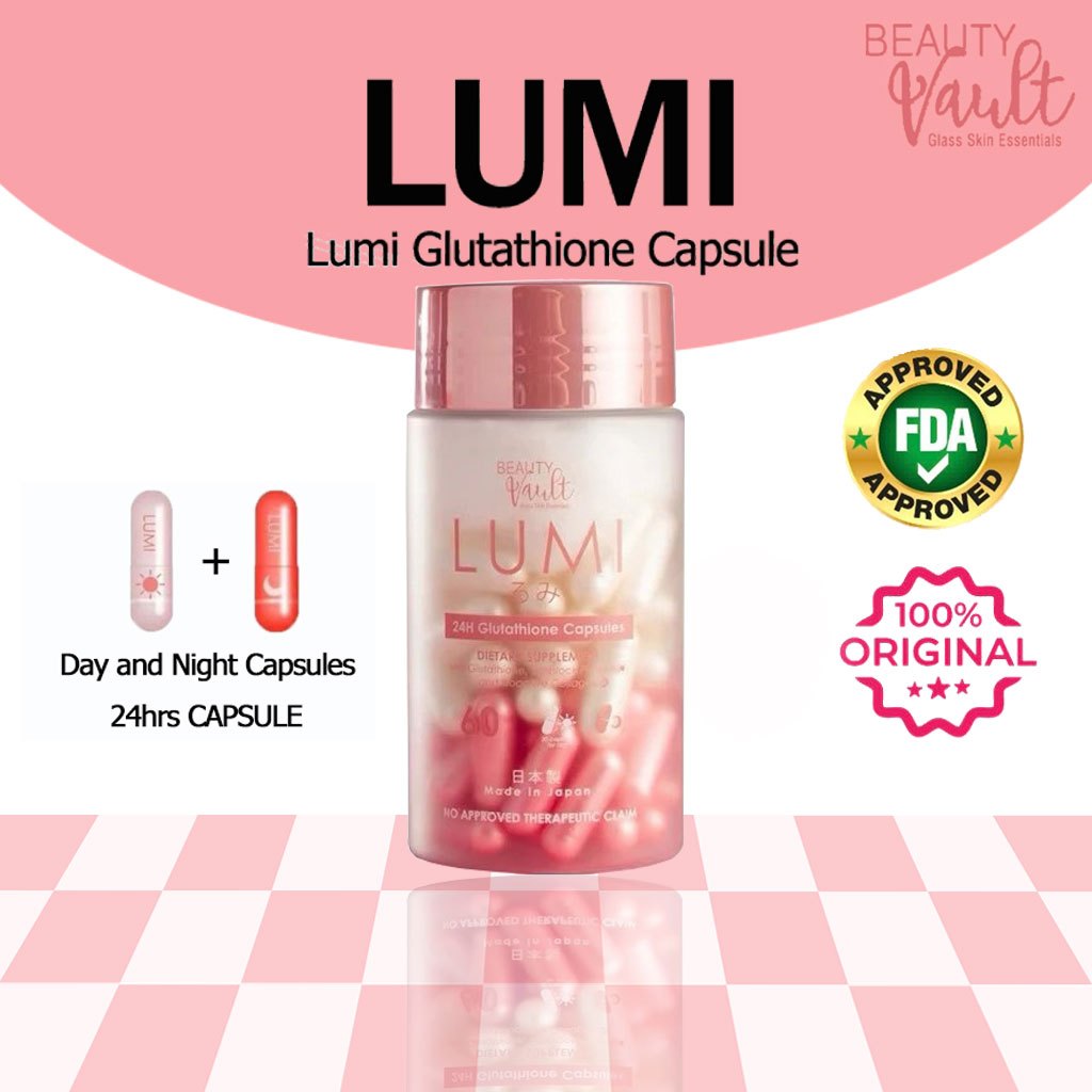 UTHENTIC Beauty Vault LUMI 60 CAPSULES 24H Whitening Glutathione JAPAN FORMULA Lumina Glow Sun ...