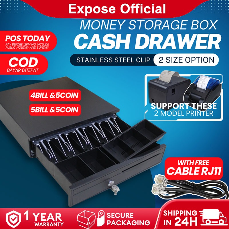 Cash POS electronic cash drawer box storage 4 grid 3 stall cash ...