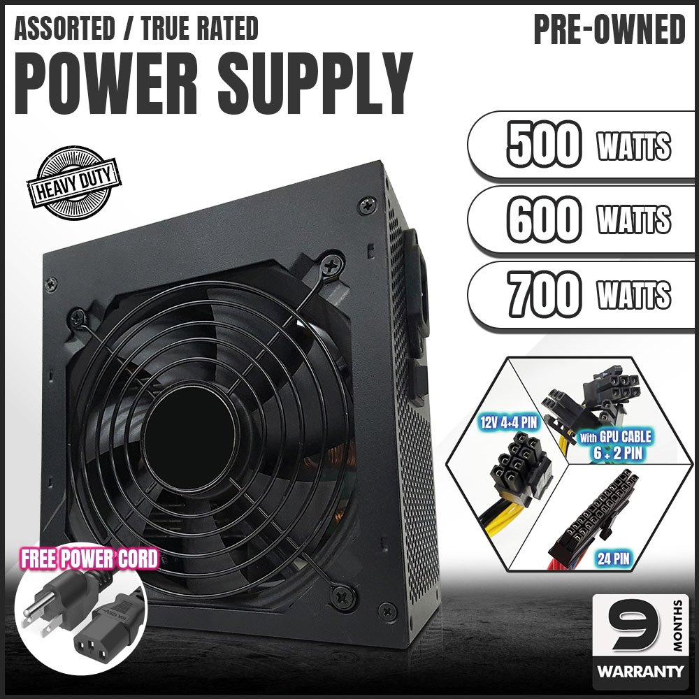 TOP BRAND TRUE RATED POWER SUPPLY 500W/600W/700W with 8 PIN 6 PIN GPU ...