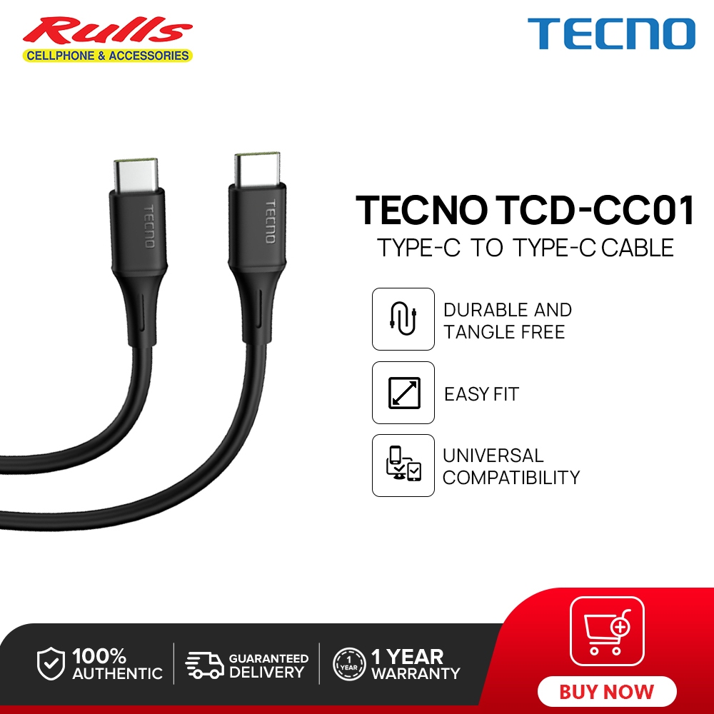 TECNO TCD-CC01 Type-C to Type-C Cable | Universal Compatibility ...