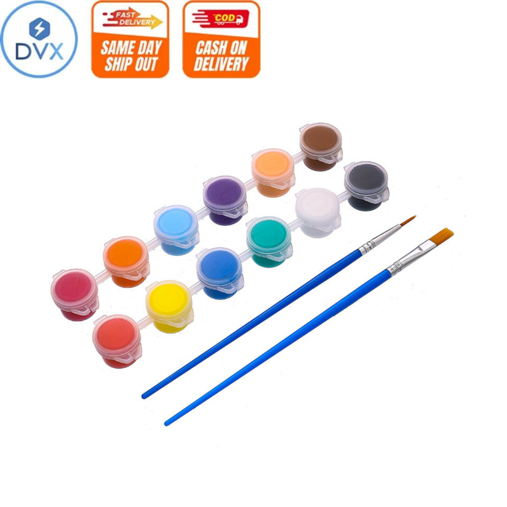COD DVX 6 / 12-Color Poster Paint Set with Paintbrush for Arts & Crafts ...