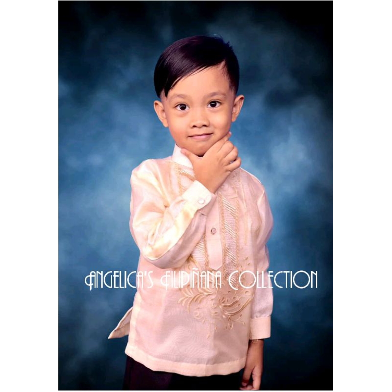 Barong tagalog for kids / traditional wear chinese collar | Shopee ...