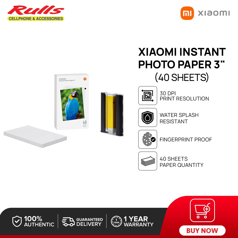 Xiaomi Instant Photo Paper 3” | 40 Sheets | 300 DPI Print Resolution ...