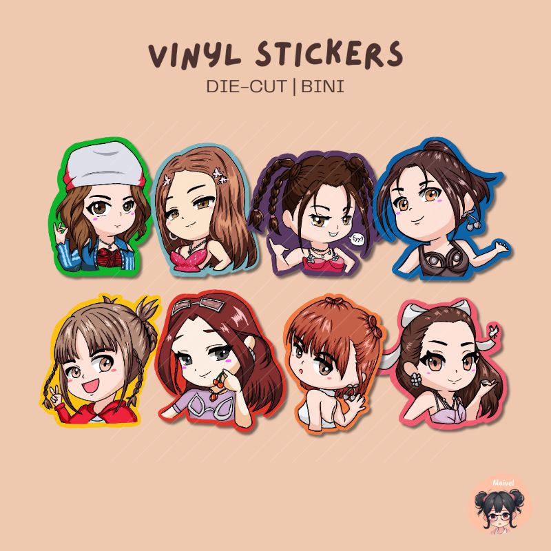 Bini Cherry on Top Inspired Vinyl Stickers Cute Drawing Waterproof ...