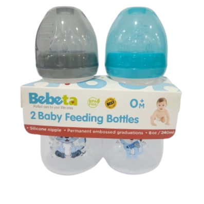 Bebeta F. Bottle 8oz Wide Neck Printed Blue/Pink 2Pcs/Pk | Shopee ...