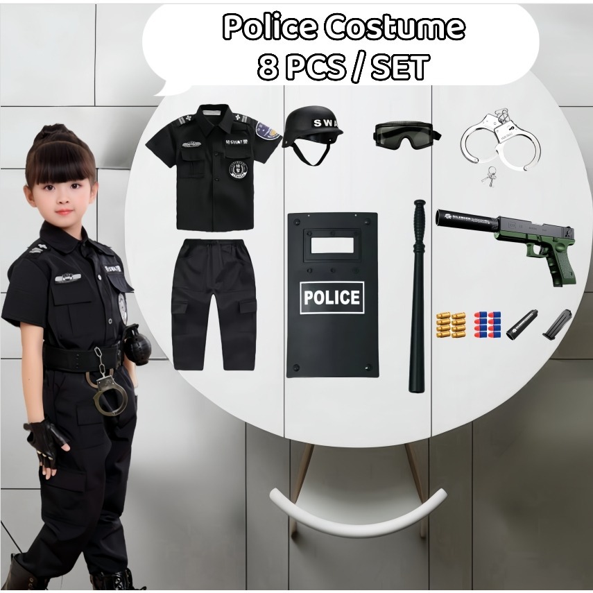 Police Costume For Kids Boy Pulis Costume For Kids Girl 8 PCS Set ...