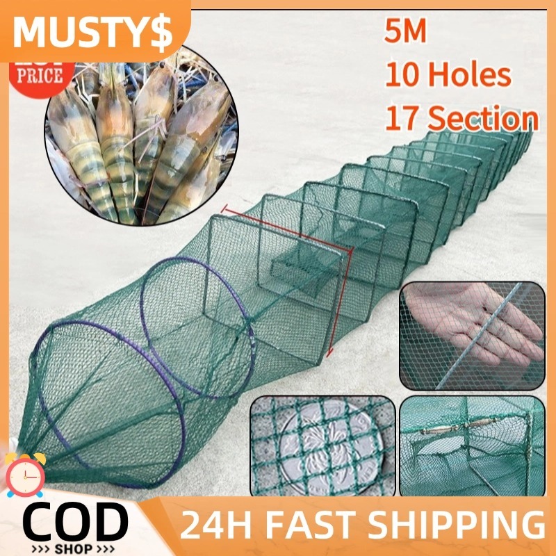 Shrimp Cage 5m Fishing Net Fish Breeding Net Folding Fishnet 17 ...