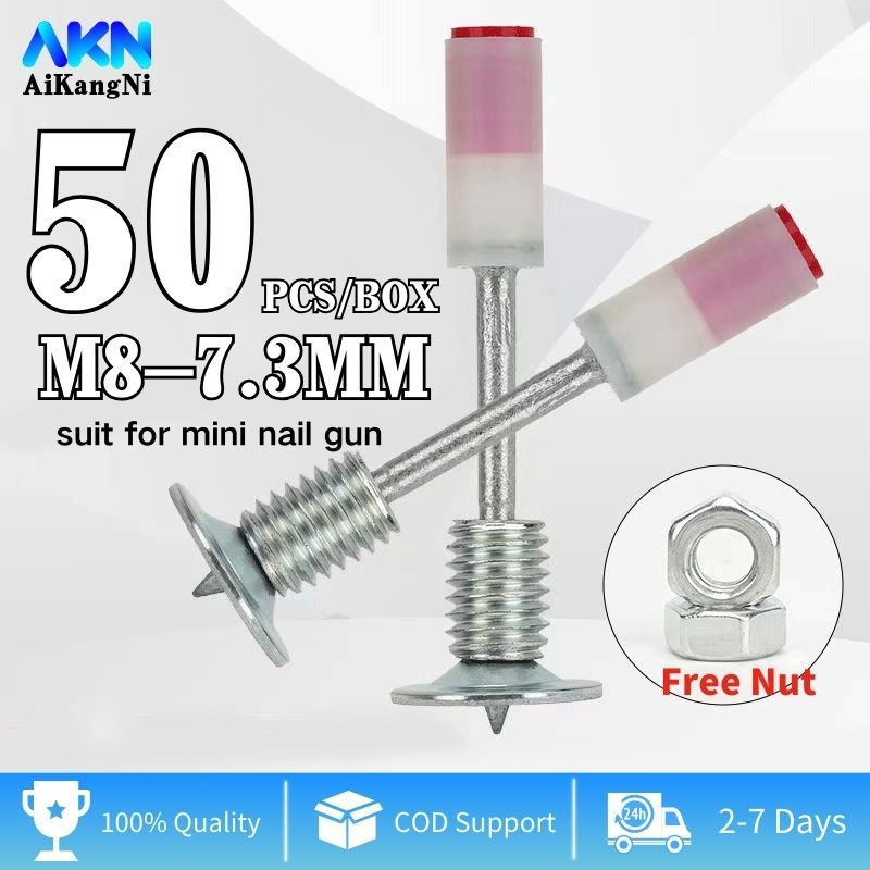 50pcs Drive Screw Steel M8 Nails Mini Rivet Nail Gun Bullet Nail ...