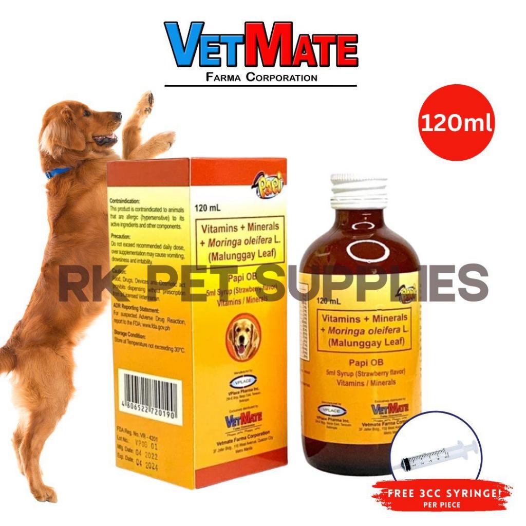 Free 3cc Syringe 120ml Papi Vetmate OB Multivitamins Syrup Pet Dog Cat ...