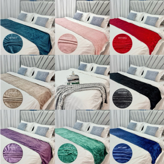 BED RUNNER EMBOSSED Fleece Bed Runner Bed Centerpiece Design | Shopee ...