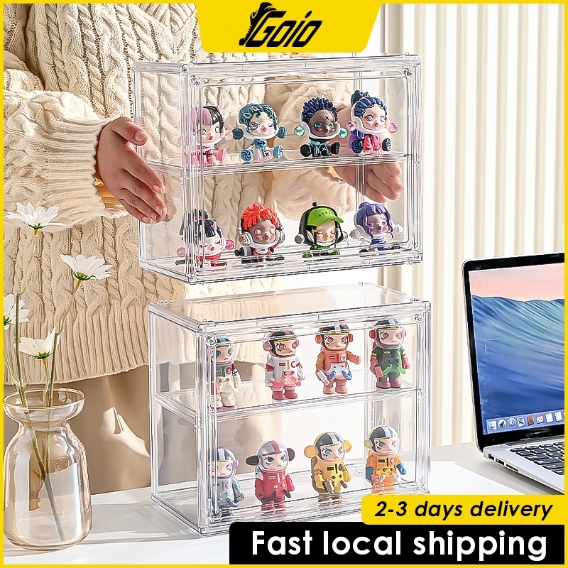 Acrylic Display Case Popmart Storage Organizer Transparent Boxes Stackable Magnetic Dustproof ...