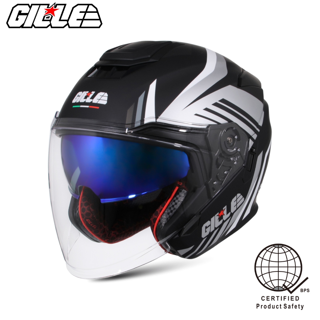 GILLE FF005 Visage Wing Design Half Face Helmet Gold Iridium Inner ...