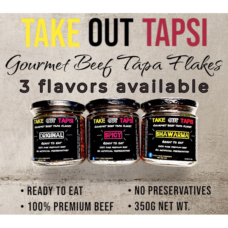 TAKE OUT TAPSI’S GOURMET BEEF TAPA FLAKES | Shopee Philippines