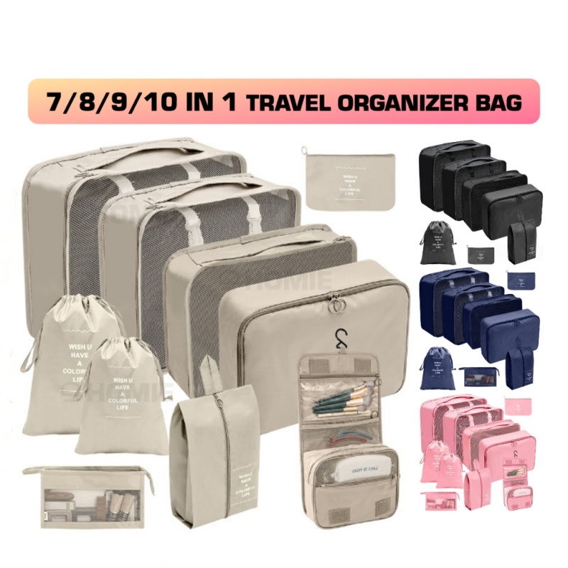 11 In 1 Organizer Travel Bag Organizer Make up Luggage Travel Bag Set ...