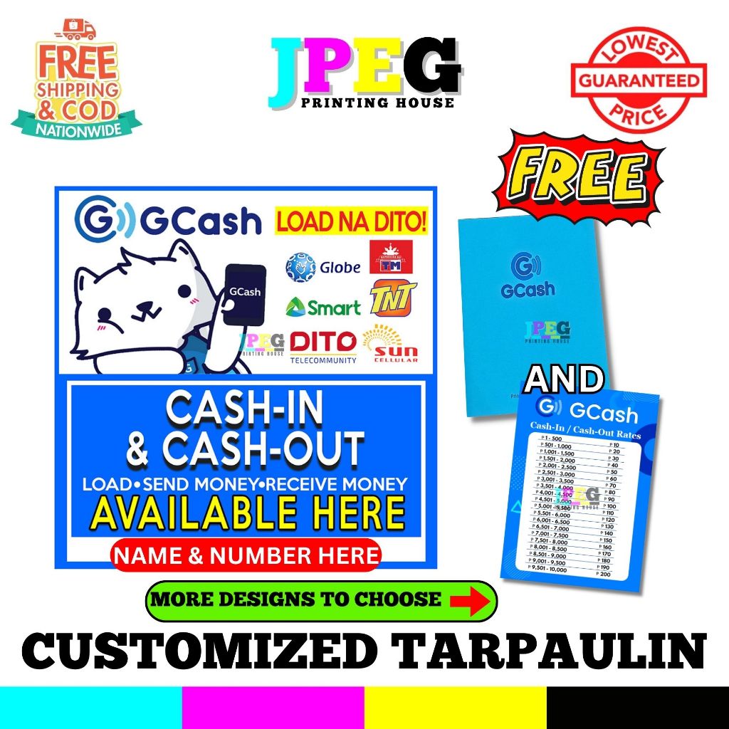 Listing A GCASH Tarp (CUSTOMIZED) [FREE Pad and Laminated Rates] HIGH ...