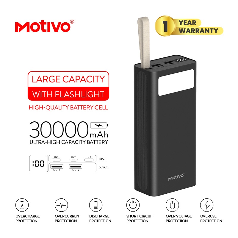 Motivo H109 30,000 mAh Ultra-High Capacity Powerbank With Flashlight ...