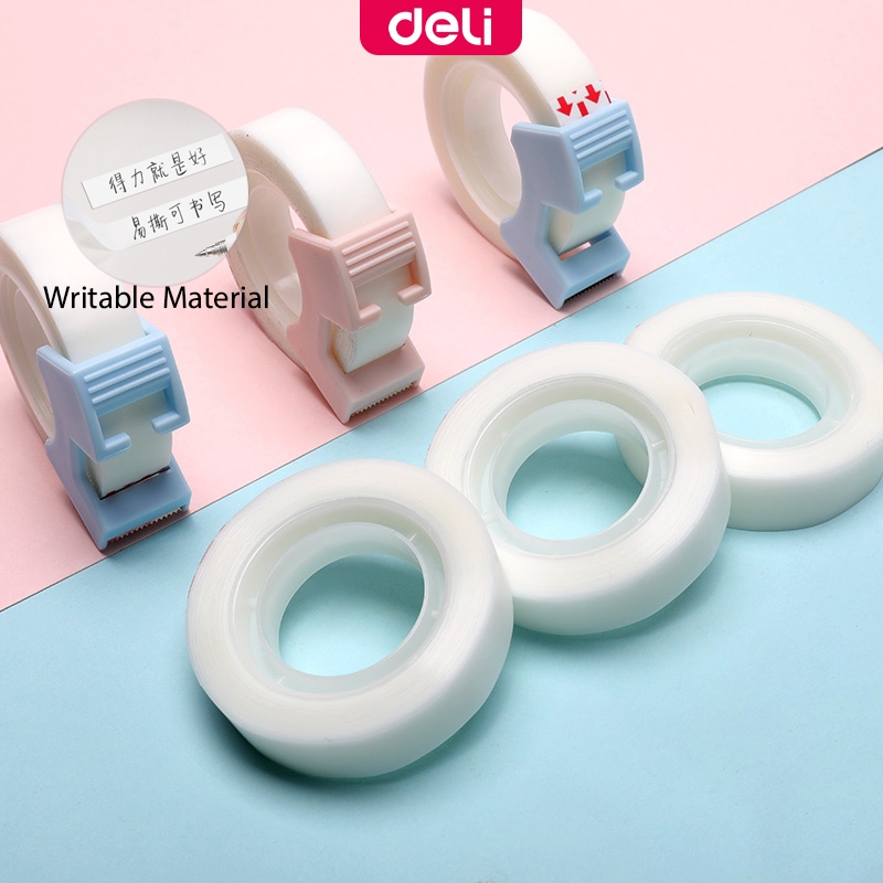Deli Invisible Tape Writable Clear Adhesive Tape with Tape Cutting ...