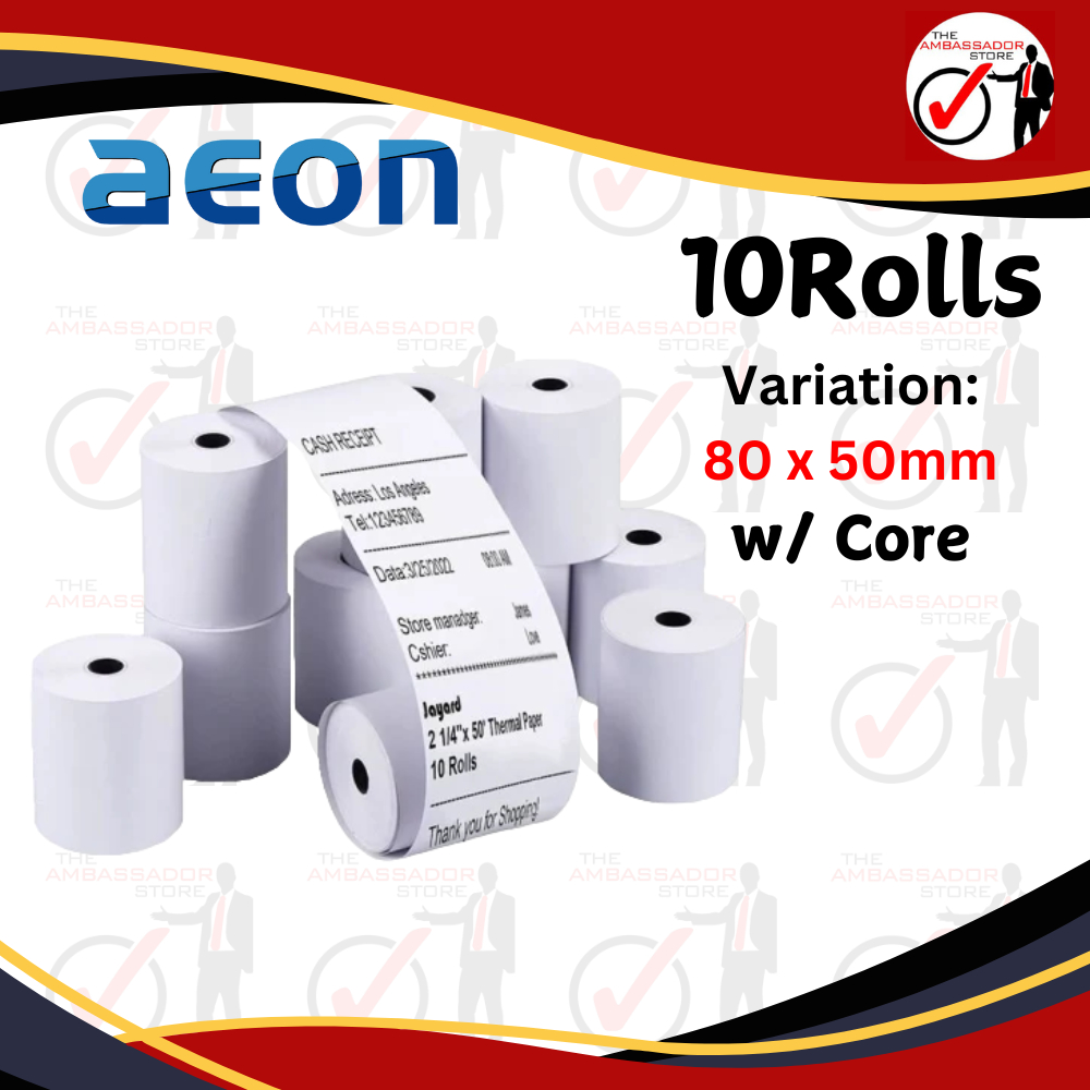AEON Thermal POS Receipt Paper 10Rolls 70GSM Core 80x50mm/80x70mm ...