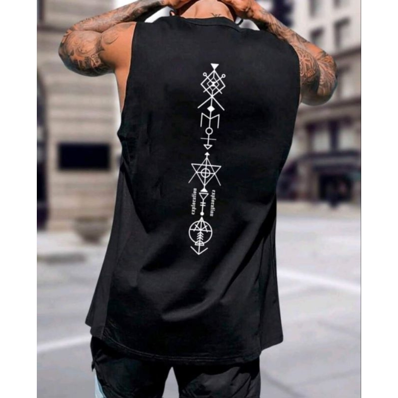 Mens Muscle Tee | Back Print | Cotton Spandex | Freesize up to Xl ...