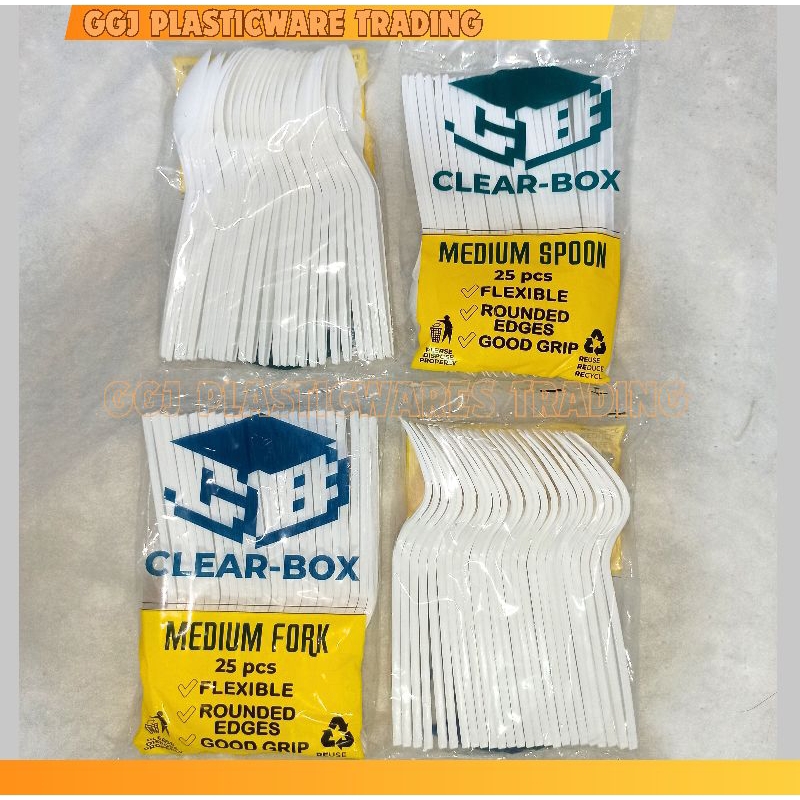 (25pcs) Clear Box Disposable Spoon and Fork | Shopee Philippines