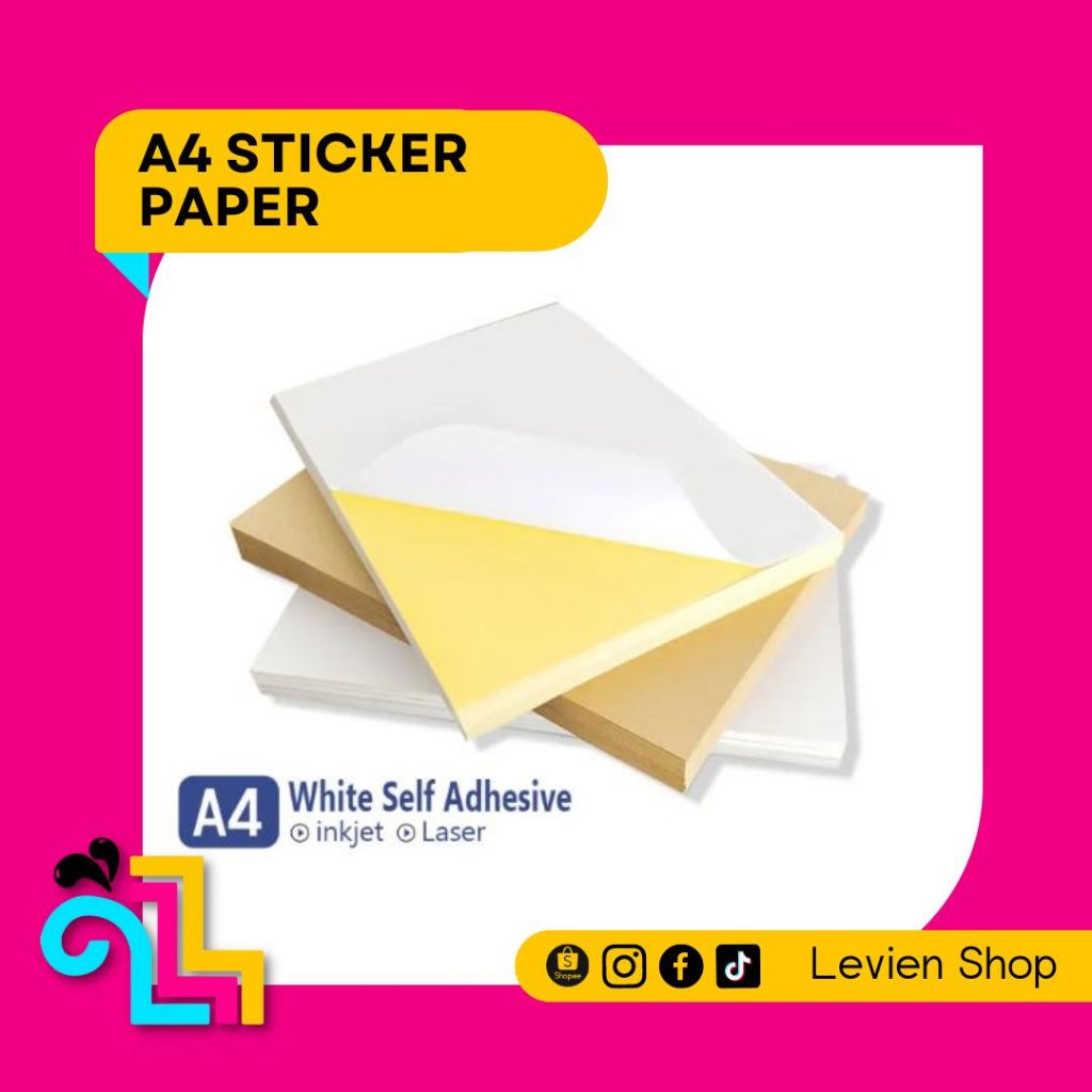 10 Pieces A4 Sticker Paper Glossy/Matte/Kraft PRINTABLE STICKER INKJET ...
