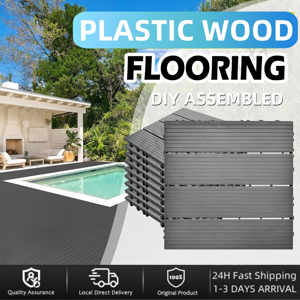 PVC Floor Decking tiles Indoor Outdoor DIY Interlocking Tiles for Porch ...