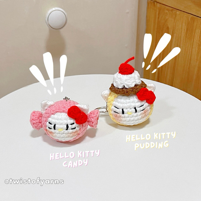 Hello kitty pudding / candy keychain crochet | Shopee Philippines