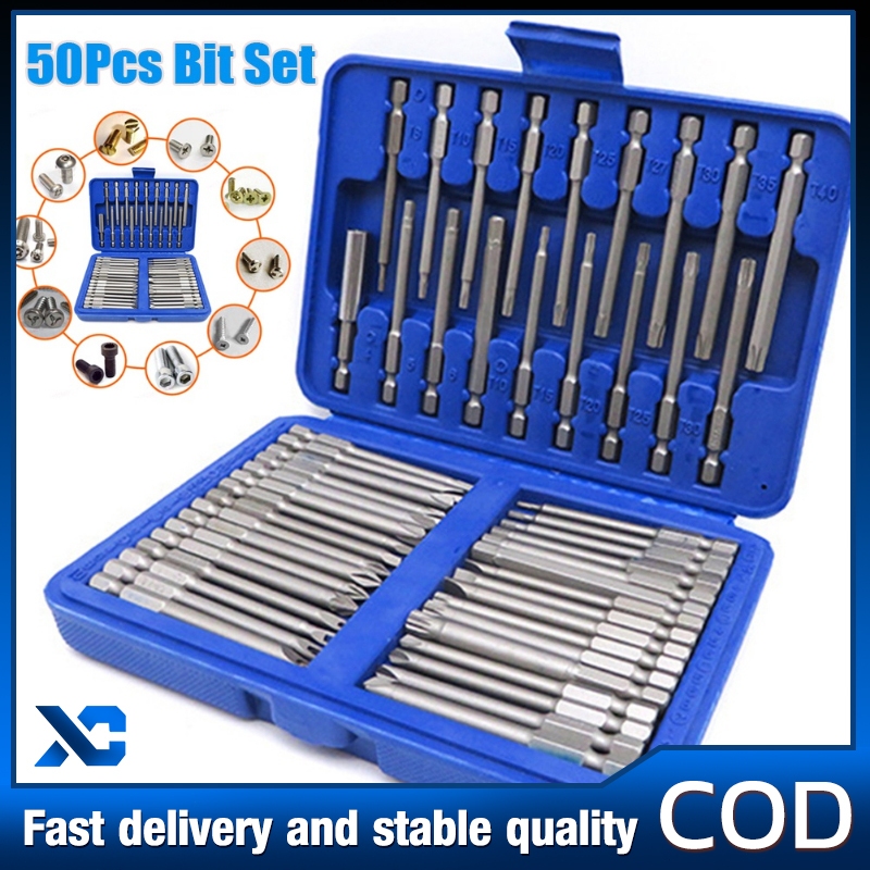 XC 50pcs 75mm Extra Long Reach Bit Set Security Screwdriver Bits Torx ...