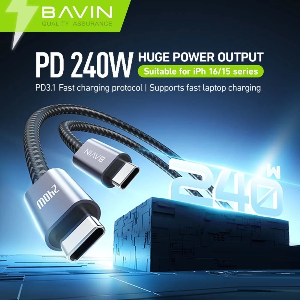 PinSan BAVIN CB363 240W Nylon Type-C to Type-C PD Fast Charging Cable ...